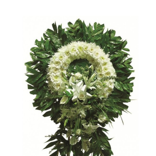 All White Funeral Standing Wreath – Terra Flowers Miami